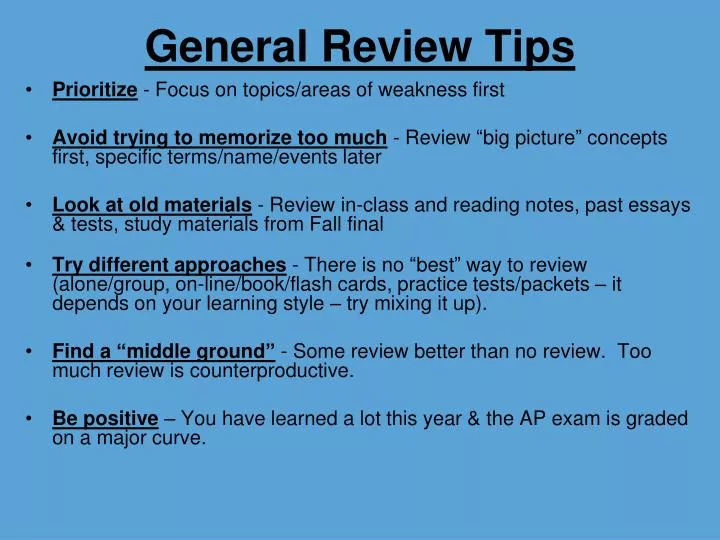 PPT - General Review Tips PowerPoint Presentation, free download - ID ...