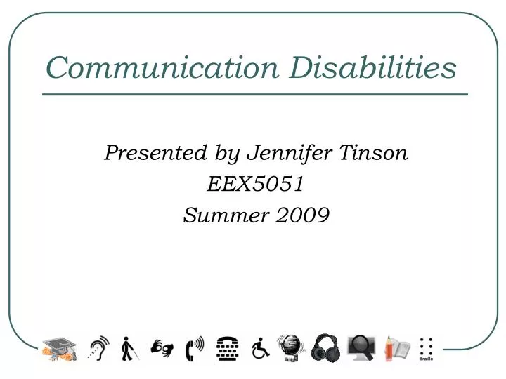 PPT - Communication Disabilities PowerPoint Presentation, free download ...