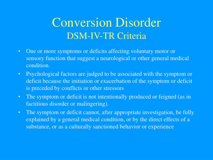 PPT - CONVERSION DISORDER PowerPoint Presentation - ID:3606426
