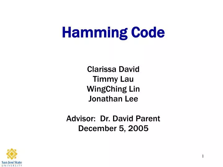 PPT - Hamming Code PowerPoint Presentation, free download - ID:3607796