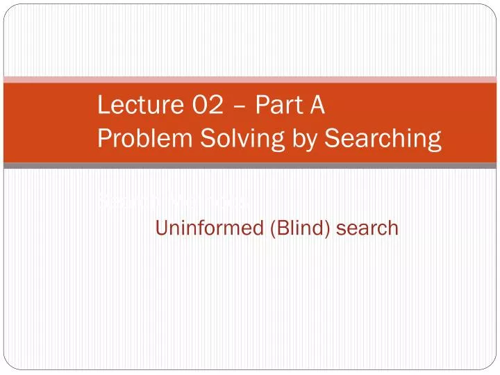 PPT - Lecture 02 – Part A Problem Solving by Searching Search Methods : Uninformed (Blind ...