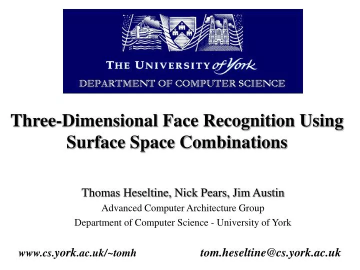 Ppt Three Dimensional Face Recognition Using Surface Space