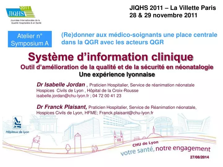 PPT - Dr Isabelle Jordan , Praticien Hospitalier, Service de ...