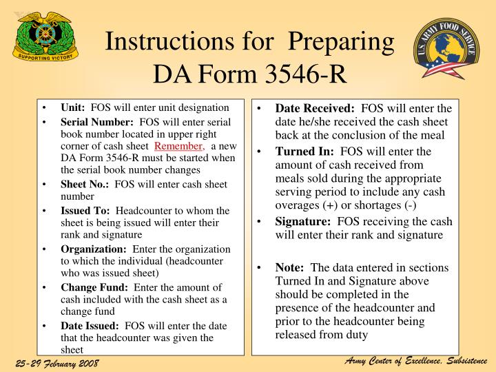 PPT - DD Form 1544, Cash Meal Payment Book/Sheet PowerPoint ...