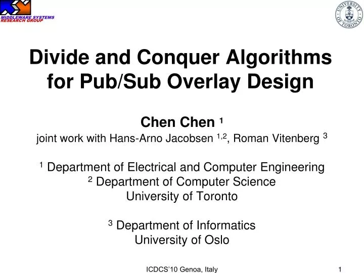 Ppt Divide And Conquer Algorithms For Pub Sub Overlay Design Powerpoint Presentation Id 3620384