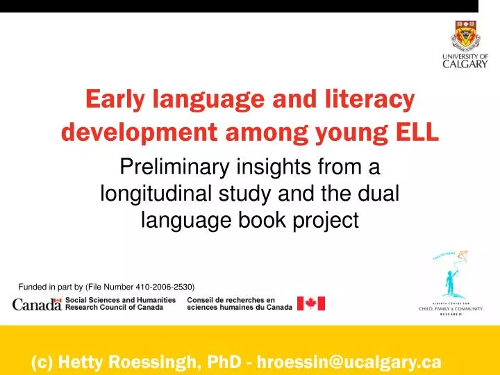 PPT - Early language and literacy development among young ELL ...