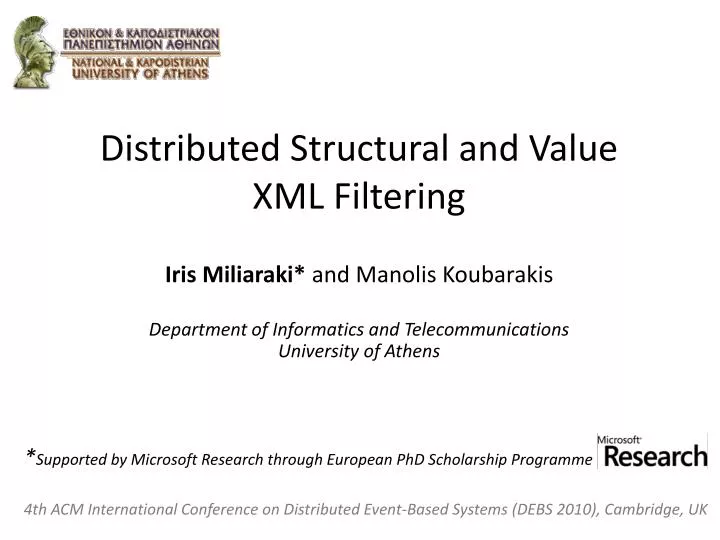 Ppt Distributed Structural And Value Xml Filtering Powerpoint