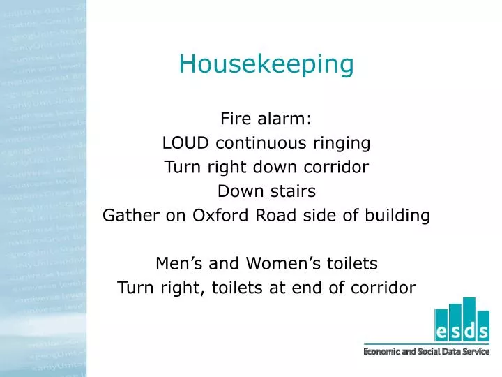 PPT - Housekeeping PowerPoint Presentation, free download - ID:3626826