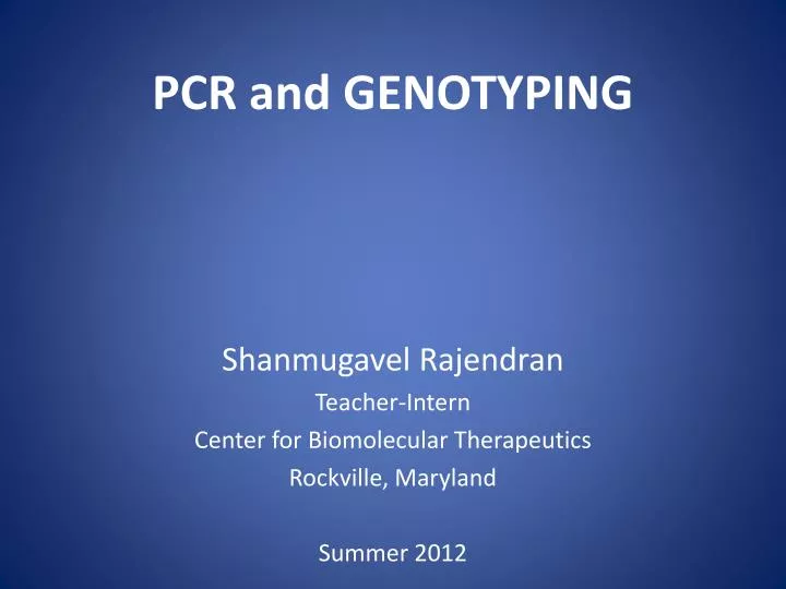 PPT - PCR and GENOTYPING PowerPoint Presentation, free download - ID ...