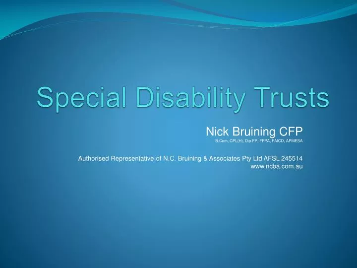 PPT - Special Disability Trusts PowerPoint Presentation, free download ...
