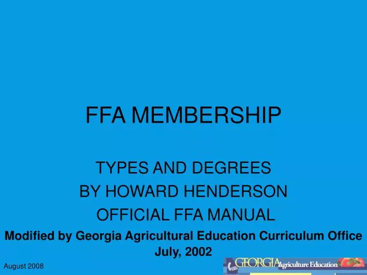 PPT - FFA MEMBERSHIP PowerPoint Presentation, free download - ID:3631252