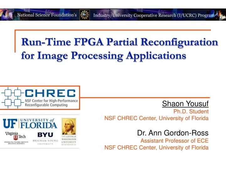 Ppt Run Time Fpga Partial Reconfiguration For Image Processing Applications Powerpoint