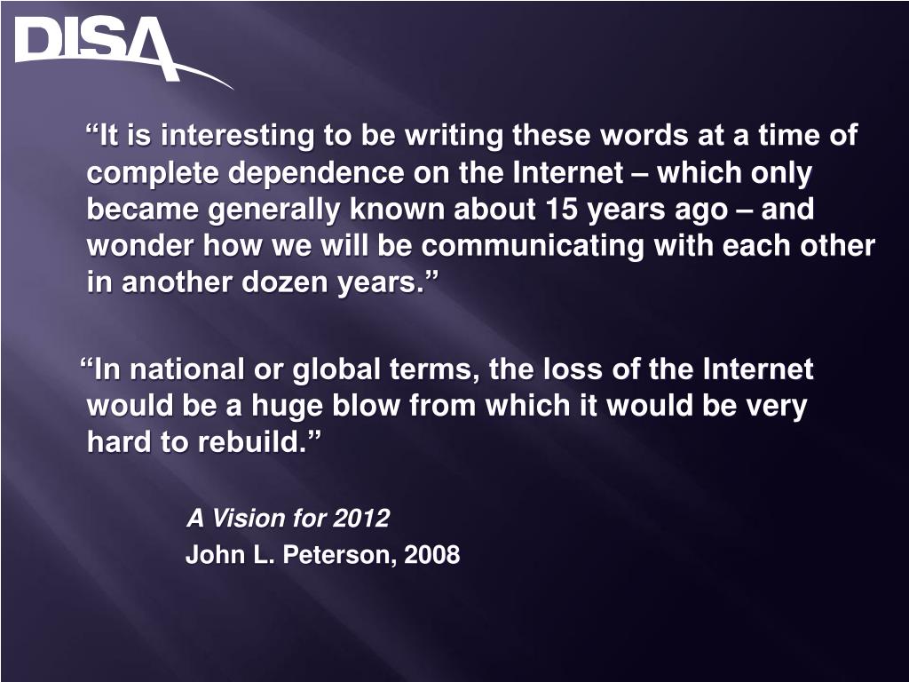 PPT - John Garing Defense Information Systems Agency January 13, 2009 ...