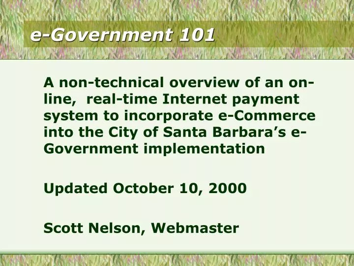 PPT - e-Government 101 PowerPoint Presentation, free download - ID:3634253