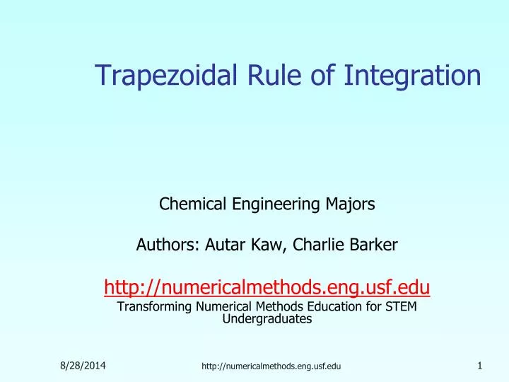 PPT - Trapezoidal Rule of Integration PowerPoint Presentation, free ...
