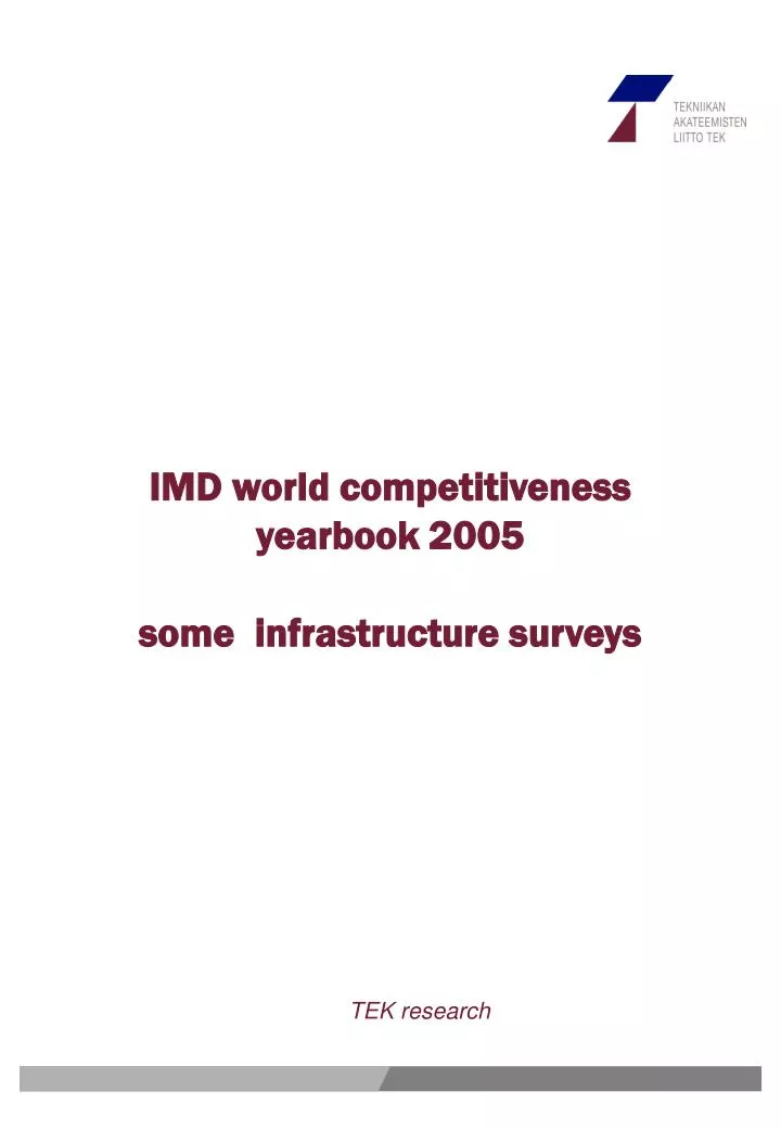 PPT - IMD world competitiveness yearbook 2005 some infrastructure ...