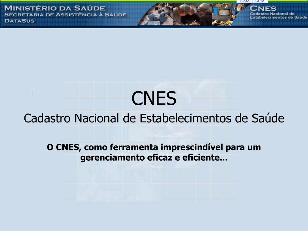 PPT - CNES Cadastro Nacional de Estabelecimentos de Saúde PowerPoint ...