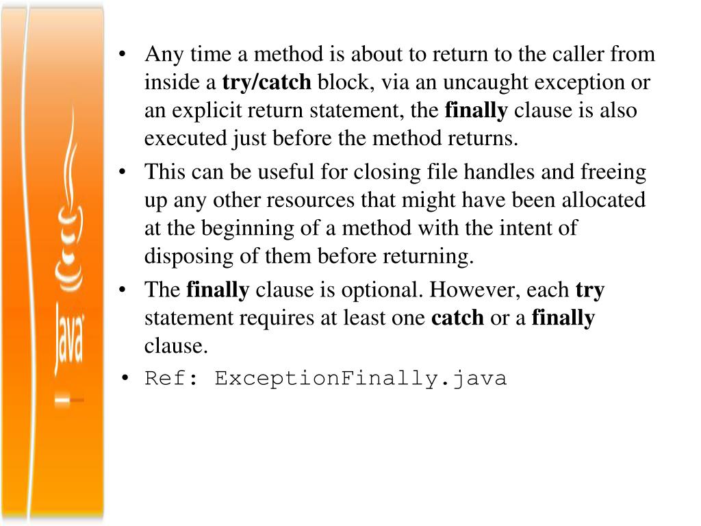 Ppt Index Exception Handling Exception In Java Exception Types Uncaught Exception Throw