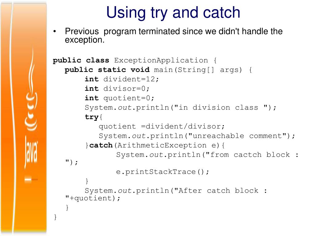 Ppt Index Exception Handling Exception In Java Exception Types Uncaught Exception Throw