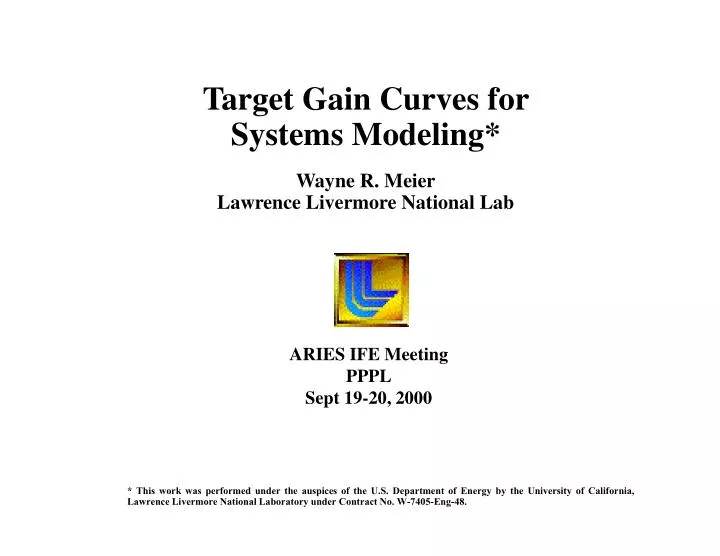 PPT - Target Gain Curves for Systems Modeling* PowerPoint Presentation ...