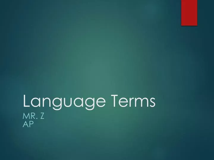 PPT - Language Terms PowerPoint Presentation, free download - ID:3647161