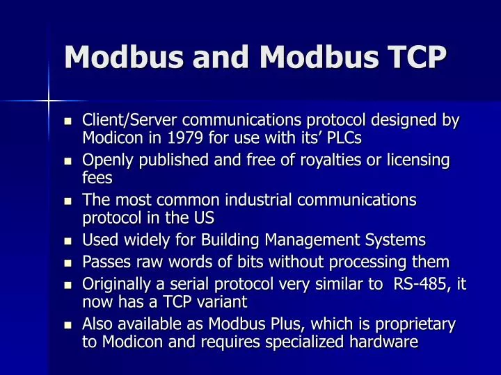 PPT - Modbus and Modbus TCP PowerPoint Presentation, free download - ID ...