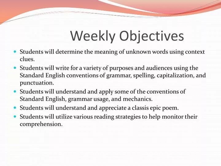 PPT - Weekly Objectives PowerPoint Presentation, free download - ID:3647462