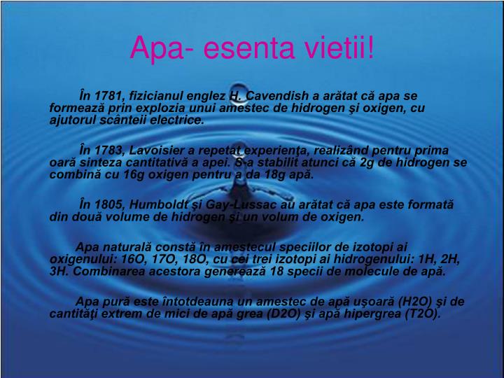 PPT - Apa- esenta vietii! PowerPoint Presentation - ID:3648178