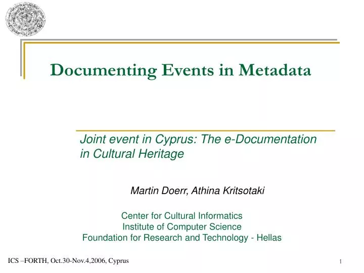 PPT - Documenting Events in Metadata PowerPoint Presentation, free ...