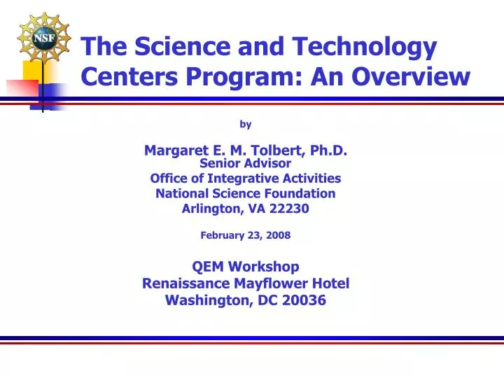 PPT - The Science and Technology Centers Program: An Overview ...