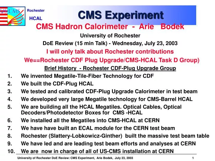 PPT - CMS Experiment PowerPoint Presentation, free download - ID:3650884