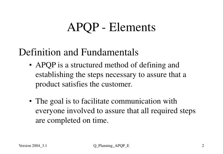 PPT - Quality Planning and Control Plan (APQP) PowerPoint Presentation ...