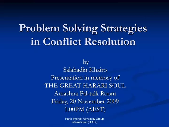 PPT - Problem Solving Strategies in Conflict Resolution PowerPoint ... PPT - Problem Solving Strategies in Conflict Resolution PowerPoint ...