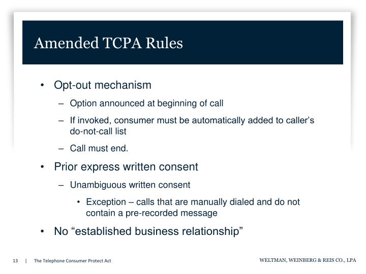 PPT - The Telephone Consumer Protection Act PowerPoint Presentation ...