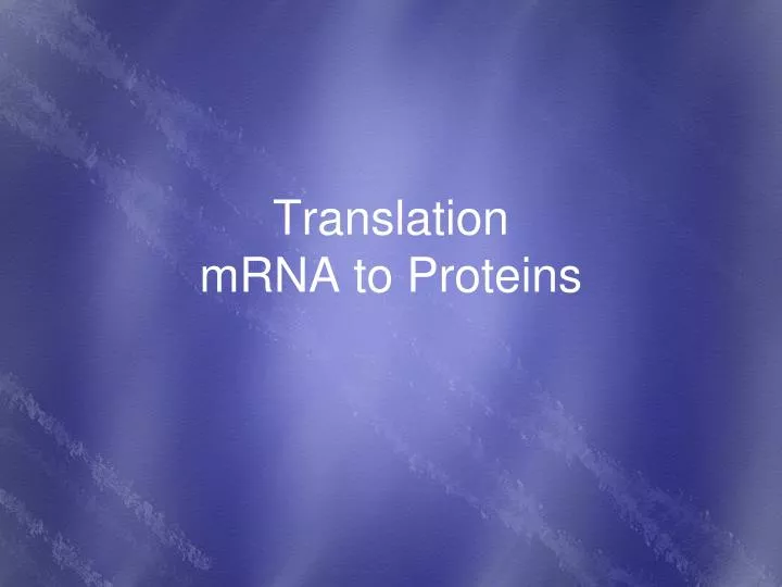 PPT - Translation mRNA to Proteins PowerPoint Presentation, free ...