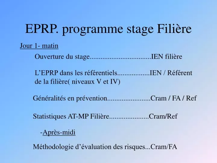 PPT - EPRP. programme stage Filière PowerPoint Presentation, free ...