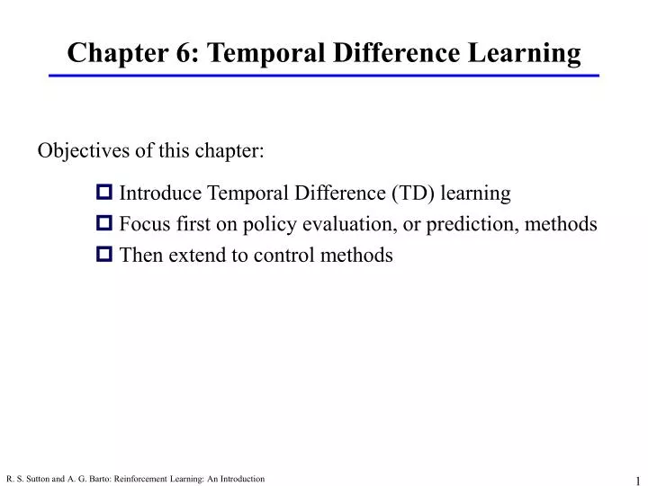 Ppt Chapter 6 Temporal Difference Learning Powerpoint Presentation