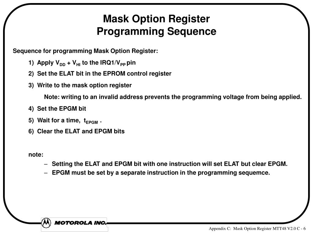 PPT - APPENDIX C: MASK OPTION REGISTER PowerPoint Presentation, free ...