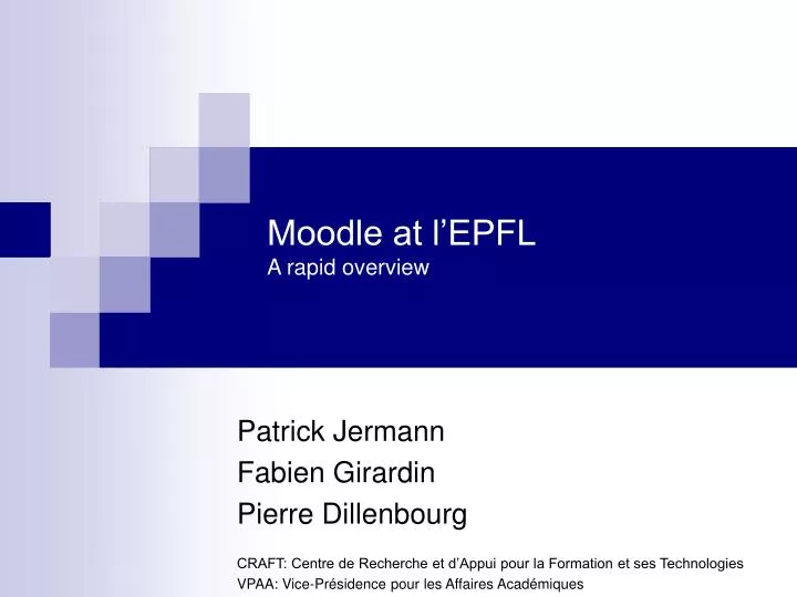 PPT - Moodle at l’EPFL A rapid overview PowerPoint Presentation, free ...