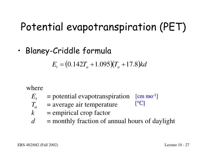 PPT - Evapotranspiration PowerPoint Presentation - ID:3661266