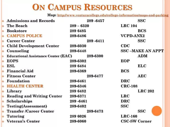 PPT - On Campus Resources PowerPoint Presentation, free download - ID ...
