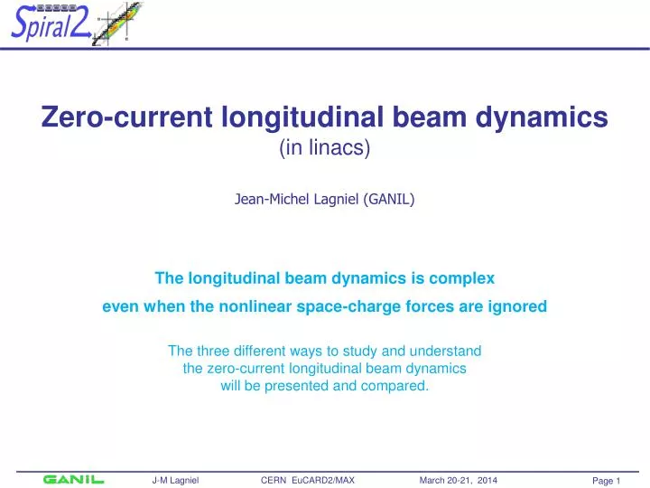 PPT - Zero-current longitudinal beam dynamics (in linacs) Jean-Michel ...
