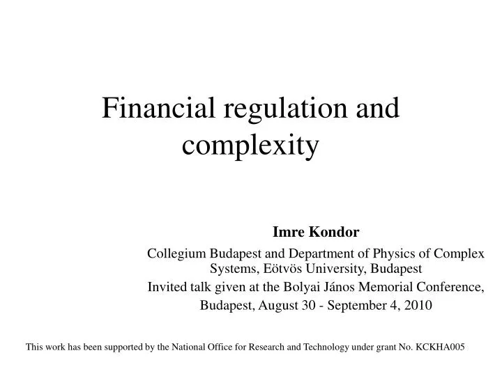PPT - Financial regulation and complexity PowerPoint Presentation, free ...
