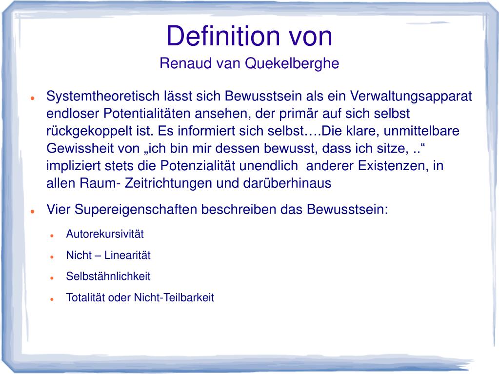 PPT - Bewusstsein Bewusstseinsforschung und veränderte ...