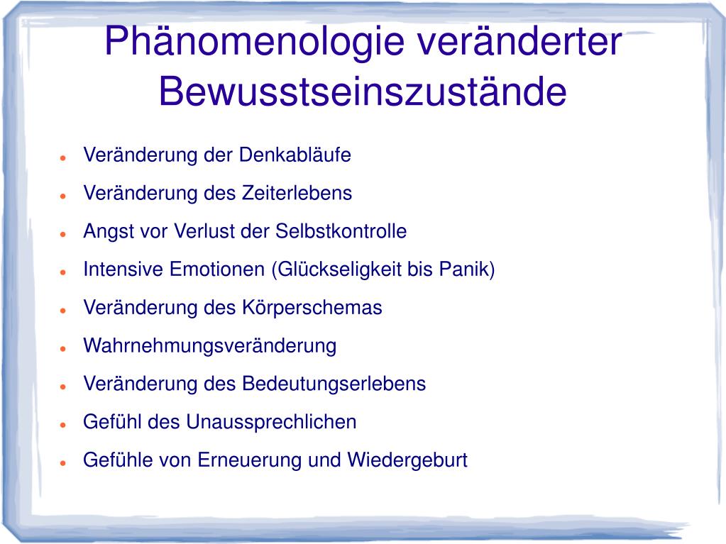 PPT - Bewusstsein Bewusstseinsforschung und veränderte ...