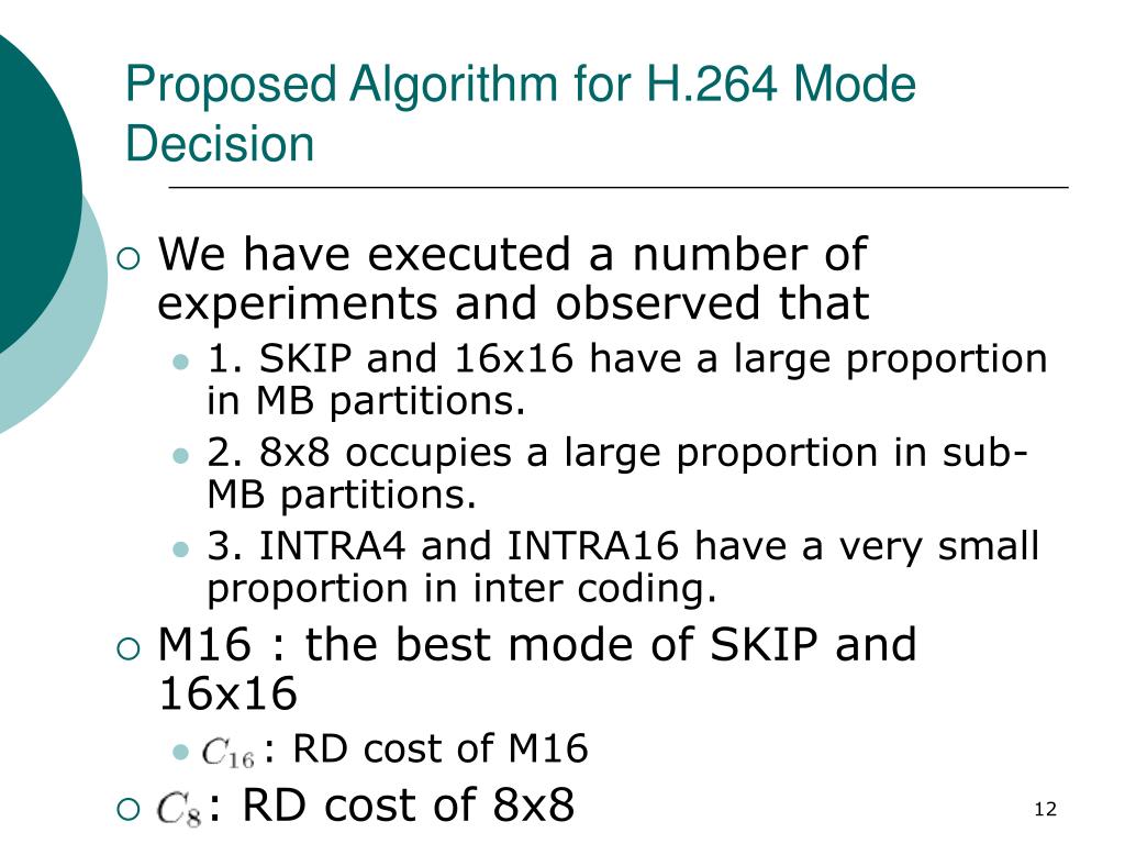 Ppt An Efficient Mode Decision Algorithm For H264avc Encoding Optimization Powerpoint
