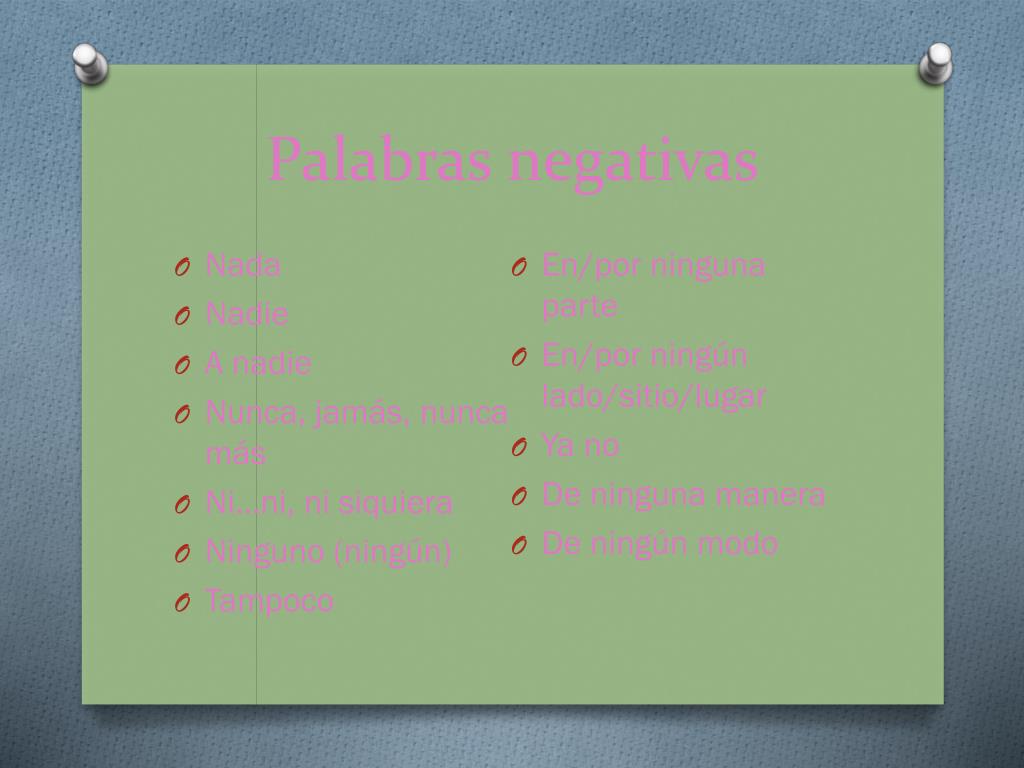 PPT - Palabras Negativas y Afirmativas /Sino y Pero PowerPoint ...