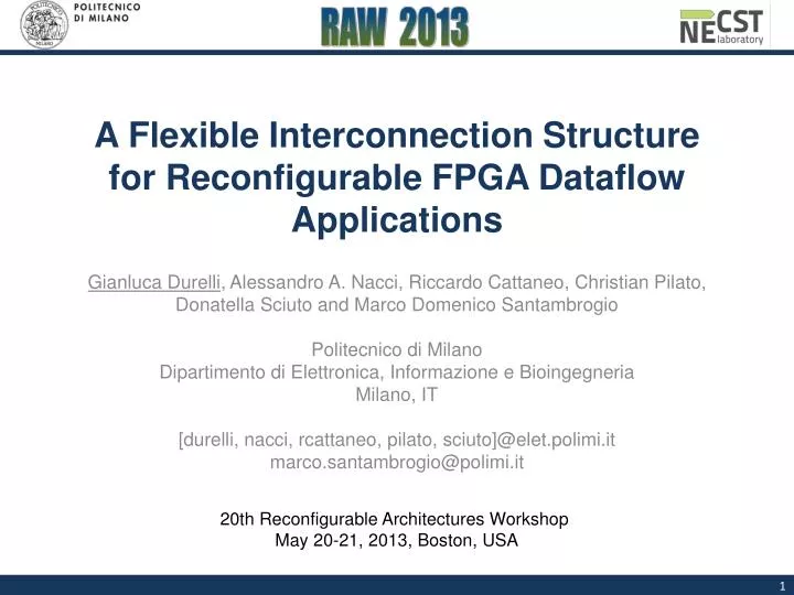 Ppt A Flexible Interconnection Structure For Reconfigurable Fpga Dataflow Applications