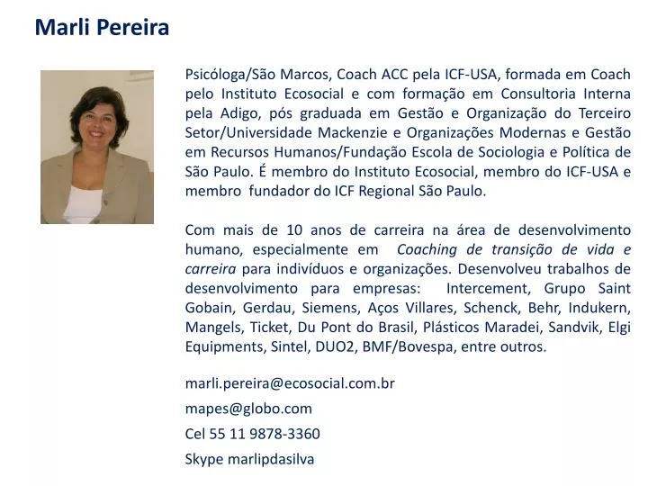 PPT - Marli Pereira PowerPoint Presentation, free download - ID:3669855