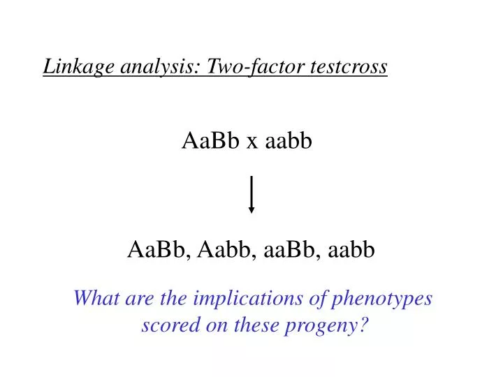 PPT - Linkage analysis: Two-factor testcross PowerPoint Presentation ...